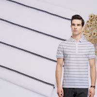 China 190g Pure Cotton Single Jersey Fabric 215cm Width Striped Lightweight Breathable for Polo Shirts for sale