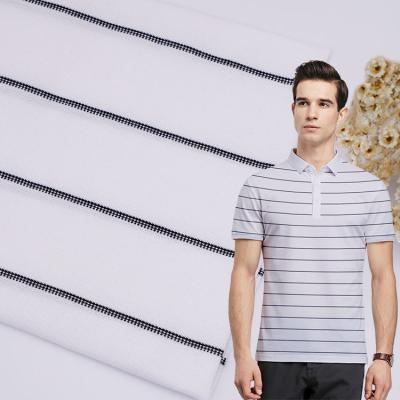 China 190g Pure Cotton Single Jersey Fabric 215cm Width Striped Lightweight Breathable for Polo Shirts for sale