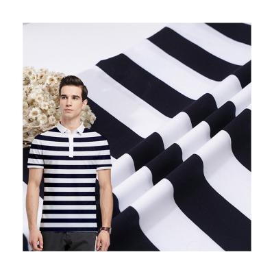 China Mercerized Cotton Striped Fabric 143cm Width 175g Weight for Polo Shirts and T-Shirts for sale
