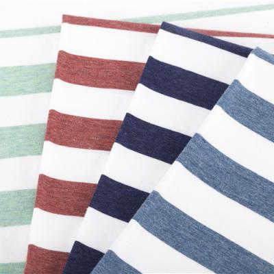 China Combed Cotton Striped Fabric 175cm Width 170g Weight for T-Shirt Manufacturing for sale