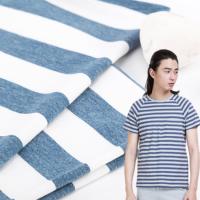 China Combed Cotton Striped Fabric 175cm Width 170g Weight for T-Shirt Manufacturing for sale