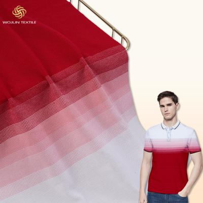 China Striped Cotton Pique Fabric 210cm Width 200-210g Weight for Polo Shirts and Corporate Uniforms for sale