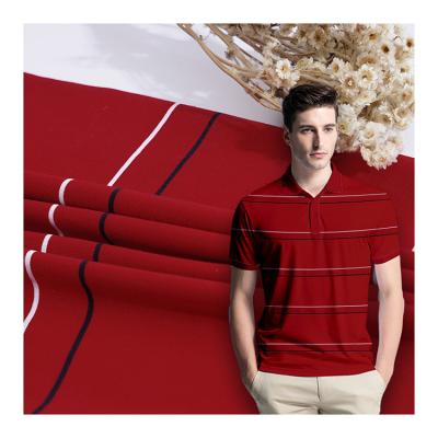 China Mercerized Striped Cotton Fabric 95% Cotton 5% Spandex 175cm Width 170-175g Weight for Polo Shirts for sale