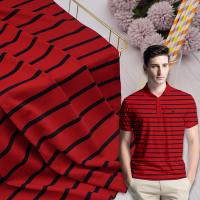 China Mercerized Cotton Striped Fabric 175cm Width 170-175g Weight for Polo Shirts and Apparel for sale