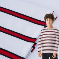 China 32S Double Yarn Striped Cotton Fabric 145-167cm Width 220-230g Weight for T-Shirt Manufacturing for sale