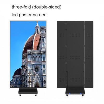 China Portable Vertical Indoor LED Digital Advertising Screen Standing Foldable LED Digital Poster Screen for sale
