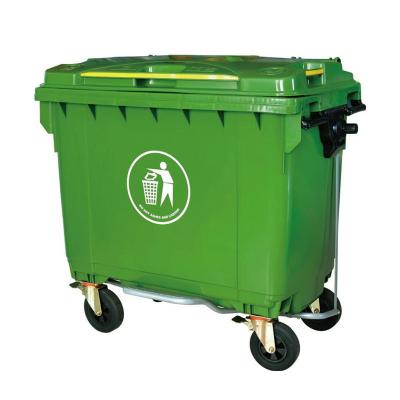 China 660 Liter Plastic Waste Container Trash Bin Waste Bin Garbage Can for sale