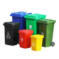China 160L Mobile Dustbin Red Black Plastic Garbage Containers On Wheels for sale