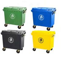 China Yellow Green Mobile Garbage Bin 660L Portable Garbage Containers for sale