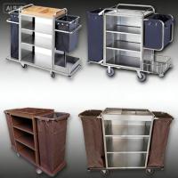 China Stainless Steel Single & Double Sided Hotel Bar Housekeeping Cart and Cleaning Trolley for sale