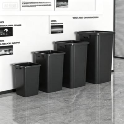 China Large Square Open-Top Plastic Waste Bin 30L-50L Heavy-Duty Outdoor Garbage Container for sale