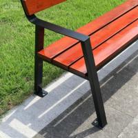 China Outdoor Metal Frame Park Bench With Backrest , Wood Slat Patio Garden Bench for sale