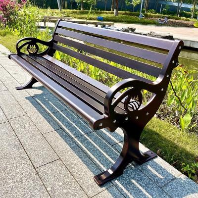 China European Style Outdoor Park Bench , Cast Iron Frame Public Garden Rest Bench Seat for sale