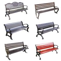 China European Style Outdoor Park Bench , Cast Iron Frame Public Garden Rest Bench Seat for sale