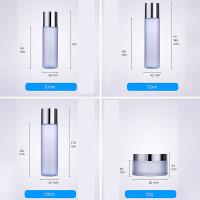 China Clear frosted PET bottle and jar featuring shiny silver plastic lid suitable for eco friendly and reusable cosmetic packaging solutions for sale