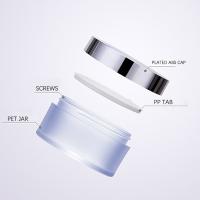 China Clear frosted PET bottle and jar featuring shiny silver plastic lid suitable for eco friendly and reusable cosmetic packaging solutions for sale