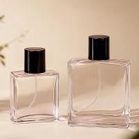 China Flat Shape Spraying Glass Perfume Bottles elegant design exquisite craftsmanship perfect for luxury fragrance packaging and display 50ml 100ml for sale