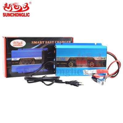 China Smart 12V 30A AGM GEL Battery Charger with Car Engine Start Function, LCD Digital Display and Four-Phase Charging Process for sale