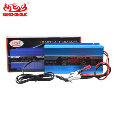 China Smart DC-1240A 12V 40A AGM GEL Battery Charger with Car Engine Start Function and LCD Digital Display for sale