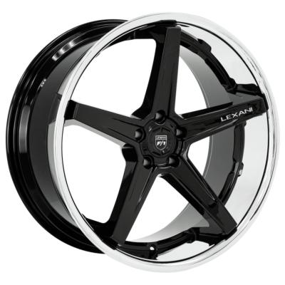 China VIA 6061-T6 Lexani Savage Gloss Black Wheels With Chrome Lip for sale