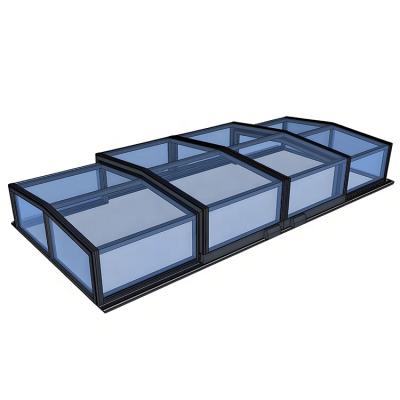 China Retractable Roof Glass Sunroom Bioclimatic Pergola Aluminum Louvre Shade with Glass Wall System Glass House for sale