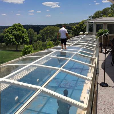 China Retractable Pool Enclosures Contemporary Polycarbonate Windshield Skylight for Skateboard Swimming for sale