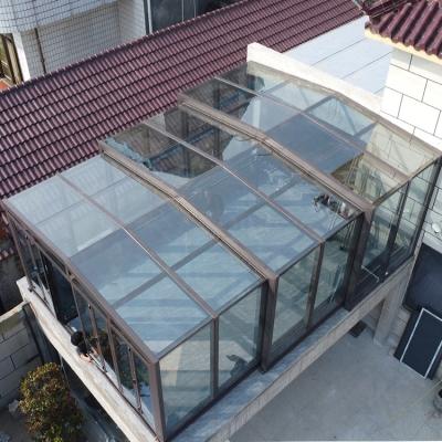 China Movable Super Wide Retractable Aluminum Sunroom with Sensor Garden House Enclosure Triangle Roof for Residential & Park Use for sale
