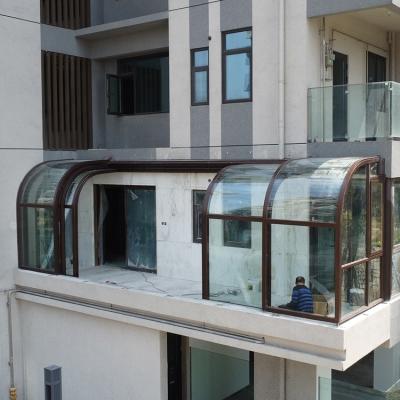 China Smart Modern Outdoor Terrace Sunroom Rain Shelter for Restaurant Garden Courtyard Rooftop Waterproof Mobile Glass Room Internet for sale