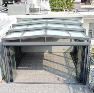 China Customized Modern Design Retractable Glass Sunroom Enclosure Prefabricated Wall-Mounted Exterior Foldable House Hotels Parks for sale
