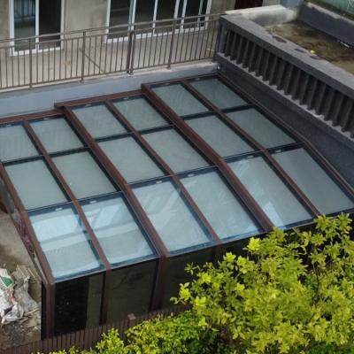 China Outdoor Prefabricated Aluminium Insulated Greenhouse Sun Room Kit Prefab Conservatory Glass House Tempered Glass Courtyard Roof for sale