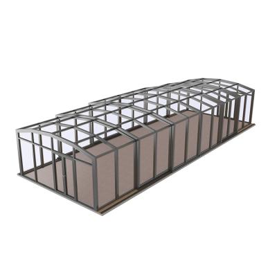 China Contemporary Retractable Patio Enclosure Slant Roof High Snow Load Terrace Glass Balcony Sunrooms for Apartment Park Courtyard for sale