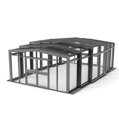 China Outdoor Modern Retractable Aluminum Alloy Garden Sliding Tempered Glass Roof Sunroom with Waterproof Design for sale