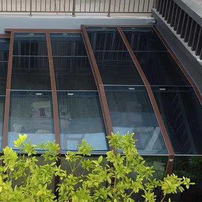 China Modern Design Retractable Patio Enclosure Aluminum Roof Garden Sun Room Waterproof Feature Triangle Molding for Outdoor for sale