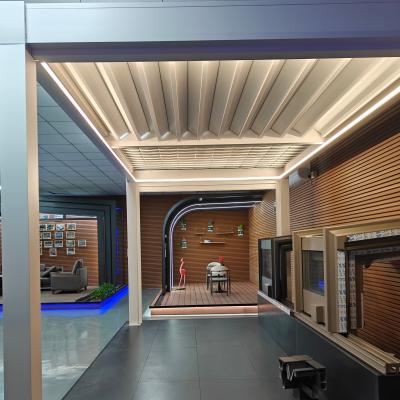 China Telescopic Motorized Metal Skylight Ceiling Waterproof Sunshade Folding Roof Garden Aluminum Retractable Pergola for sale