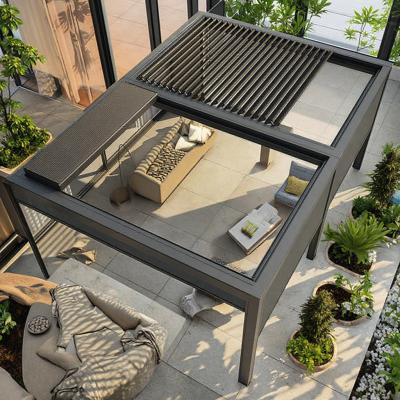 China Custom Outdoor Aluminum Alloy Pergola Insulated Garden Canopy Glass Roof Carport Pavilion Waterproof Powder Coated Eco-Friendly for sale