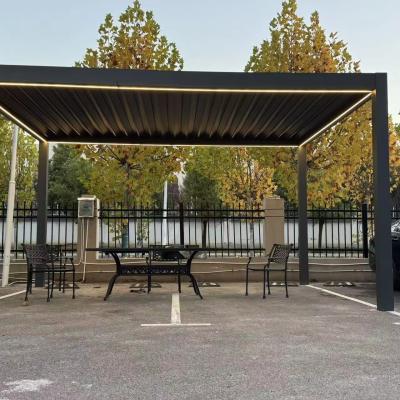 China LANBOER LBE-ZD1380 Waterproof Powder-Coated Eco-Friendly Aluminum Pergola with LED Lighting for Outdoor Garden Patio for sale