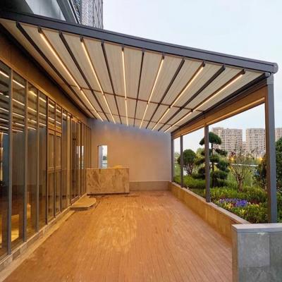 China Outdoor Aluminum Motorized Automatic Retractable Awnings Extendable Patio Canopy Gear Box Coated Balcony Pergola Shade Solutions for sale