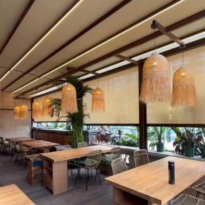 China Electric Retractable Polyester Coated Roof Skylight Outdoor Aluminum Frame Remote Control Waterproof Patio Awning Roof Canopy for sale