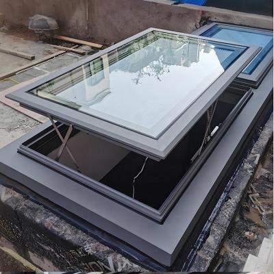 China Custom Windproof Aluminum Alloy Smart Roof Skylights Window System Sunroof Flush Roof Sliding Window Skylight Factory Price for sale