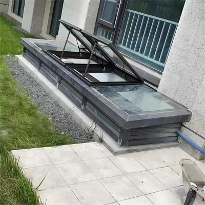 China High Quality Modern Aluminium Alloy Glass Skylights Vertical Opening Swing Roof Window Aluminum Chain Uplift Outdoor Staircase for sale