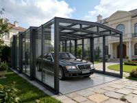 China Movable Foldable Aluminum Pool Enclosure Electric Retractable Sun Room Smart Automatic Garage Carport for Residential Hotel Use for sale