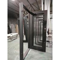 China Triple Layered Iron Door Tempered Glass Wrought Iron Single Entry Doors for sale