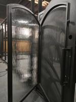 China Baked Coating Iron Door Black Faux Tree Shadow Wrought Iron Single Entry Doors for sale