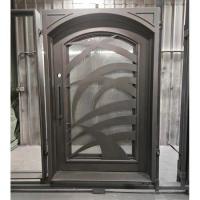China Baked Coating Iron Door Black Faux Tree Shadow Wrought Iron Single Entry Doors for sale