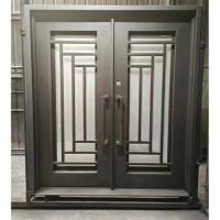 China Beautiful Unique  Contemporary Iron Front Doors Exterior Glass Iron Front Door for sale