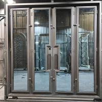 China Mesh Design Iron Door Customized Colors Anti Theft Wrought Iron Patio Doors for sale