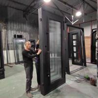 China Triple Layered Iron Door Tempered Glass Wrought Iron Single Entry Doors for sale