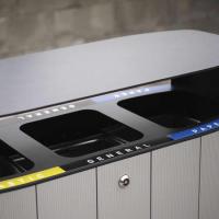 China Anti Bending Street Furniture Anti Aging Aluminum Sorting Trash Can for sale