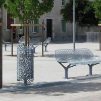 China City Street Outdoor Metal Trash Can Aluminum Trash Can Silver for sale