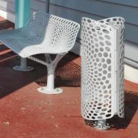 China City Street Outdoor Metal Trash Can Aluminum Trash Can Silver for sale